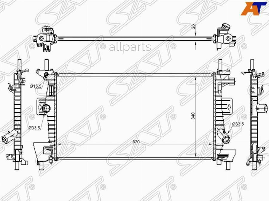 SAT SG-FD0011 Радиатор Ford Focus 10-19 / C-MAX 10-19