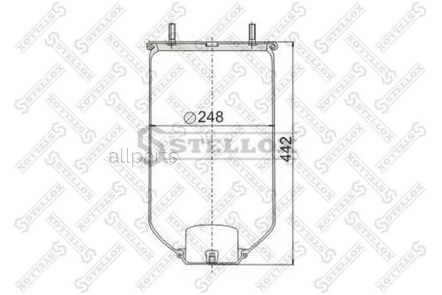 STELLOX 9040220SX пневмоподушка без стакана !2 шп. M12смещ.25. 1отв. штуц. M22. Н: 1отв. M12 \SAF