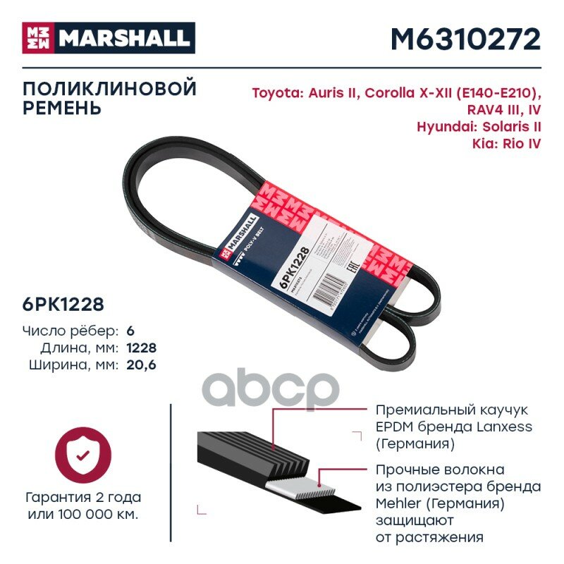 Ремень поликлиновой MARSHALL арт. M6310272