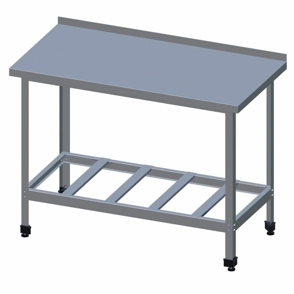 Стол производственный открытый Viatto СР-3/1200/600-ЮТ с бортом, нержавеющая сталь, решетка