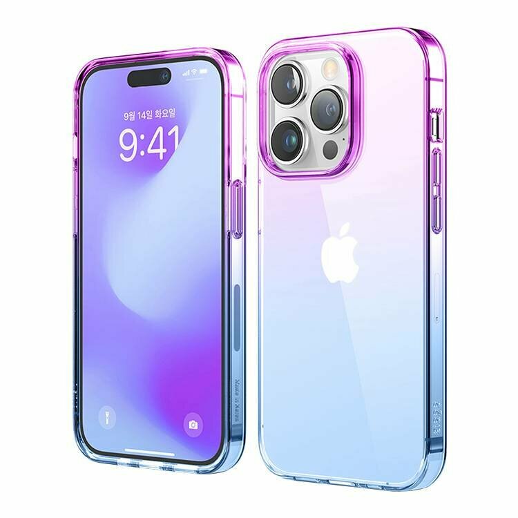 Elago чехол для iPhone 14 Pro, AURORA Gradient фиолетовый/голубой