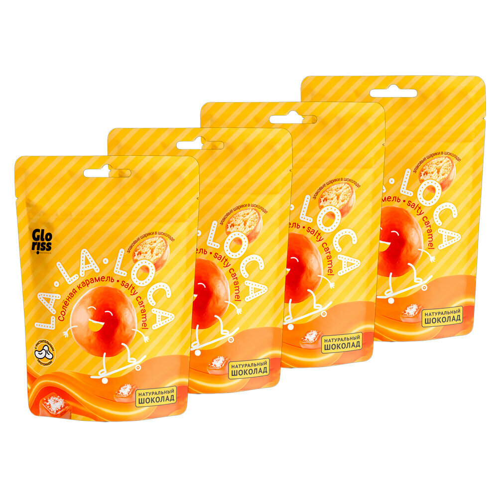 Конфеты GLORISS LA-LA LOCA соленая карамель 35г 4шт