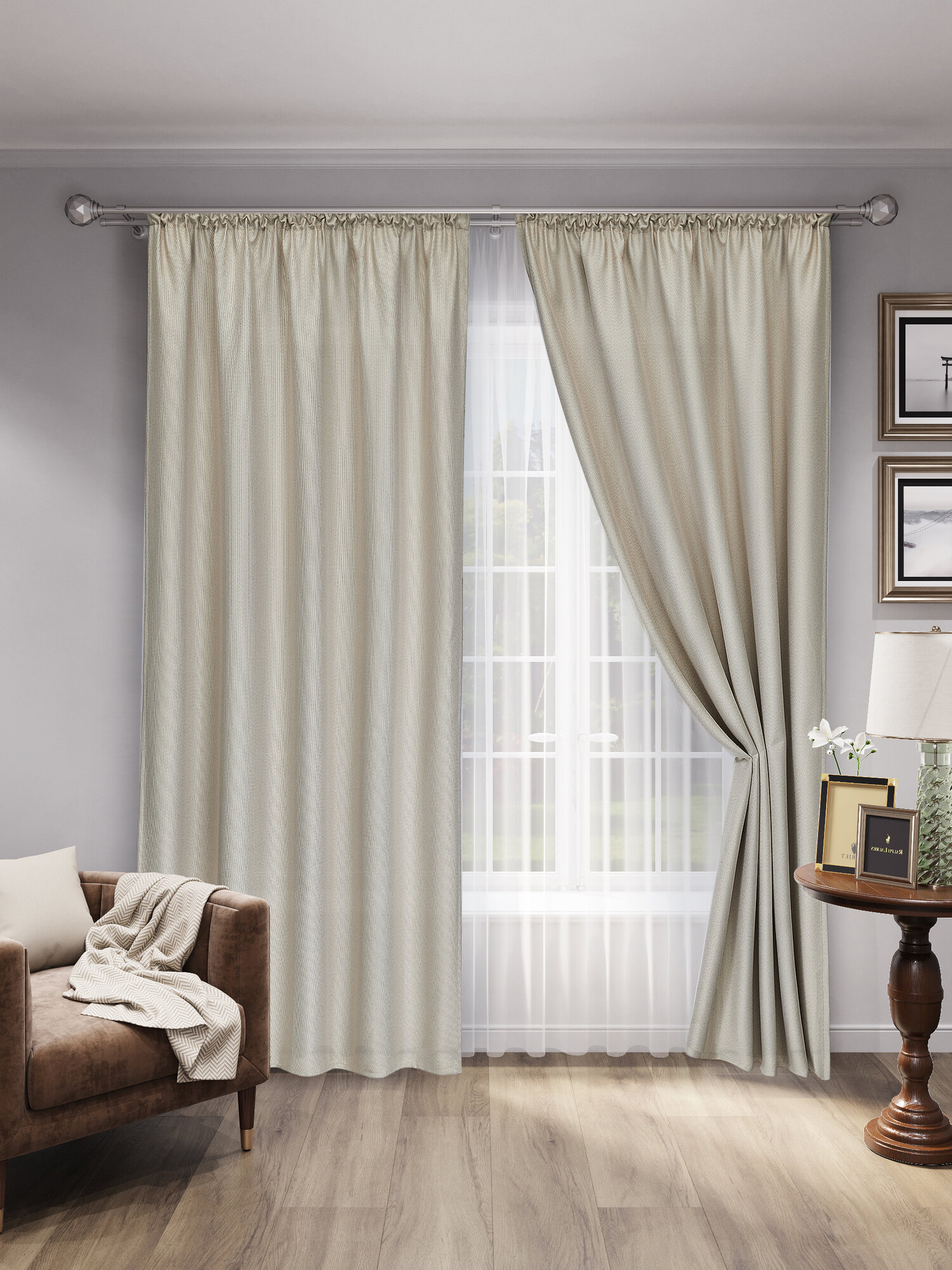 Плотные шторы рогожка димаут 250х260, комплект 2 штуки