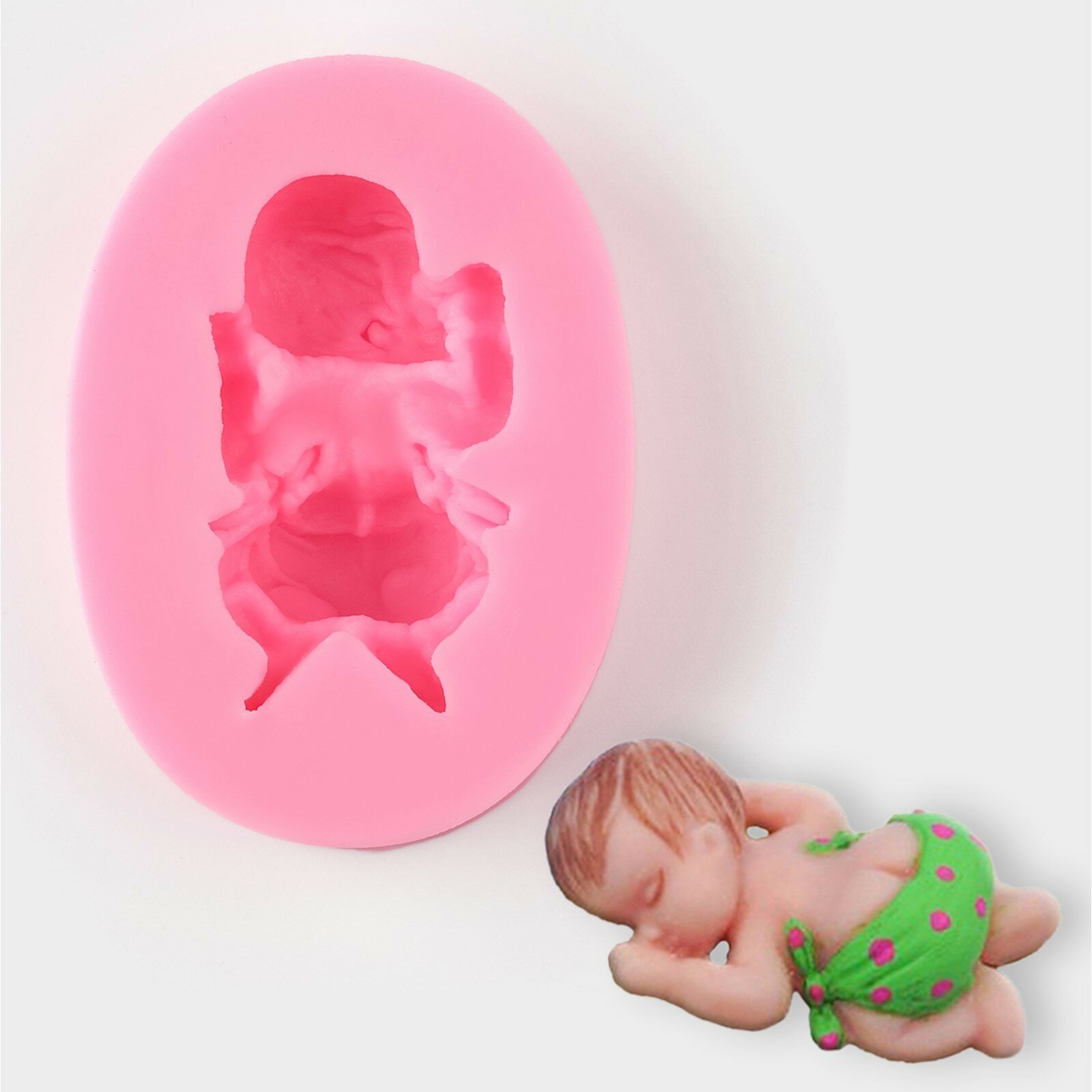Молд для заливки 3D «Малыш», силикон, 6×4×2 см, розовый
