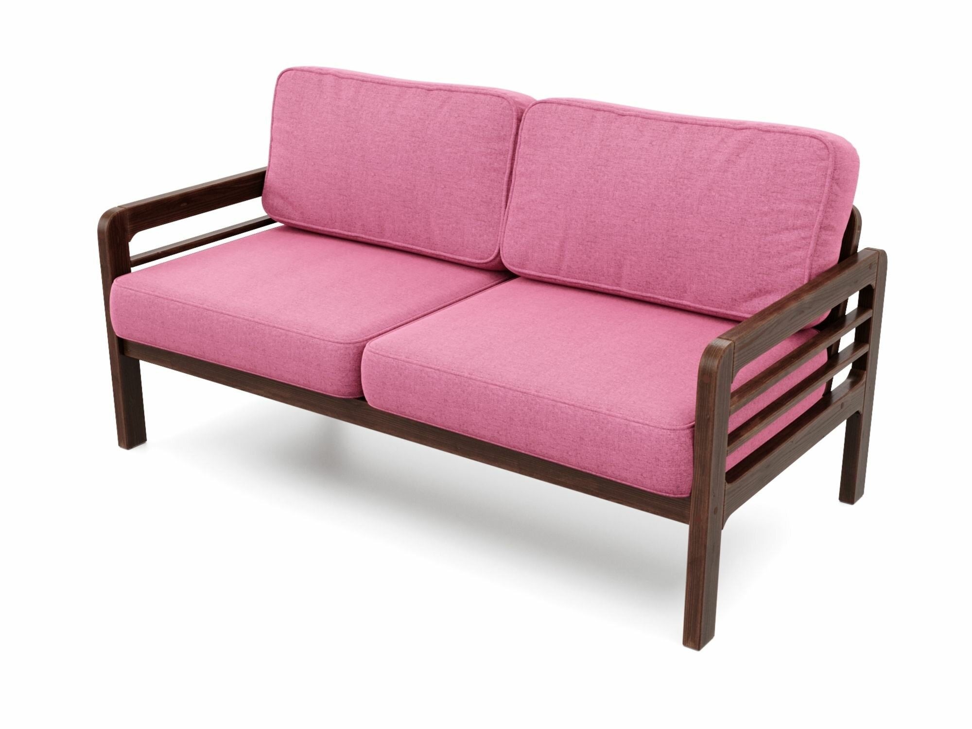 Диван прямой Arsko Бергер-Б, розовая-орех, рогожка, массив дерева, для кафе и бара, для салона красоты, скандинавский лофт