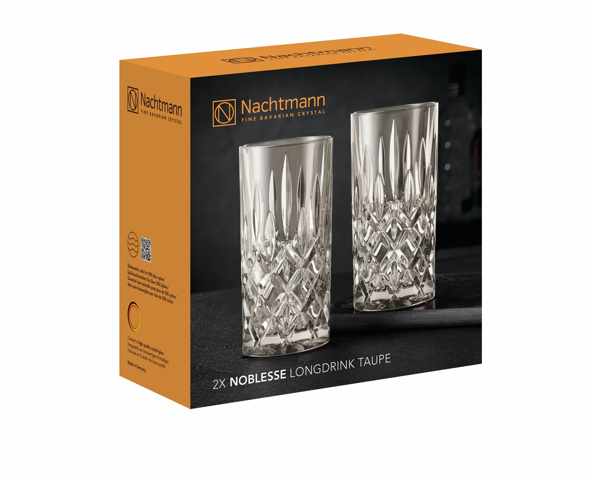 Набор стаканов 2 шт Nachtmann Noblesse Longdrink Glass - Taupe, 395 мл, бессвинцовый хрусталь, коричневый