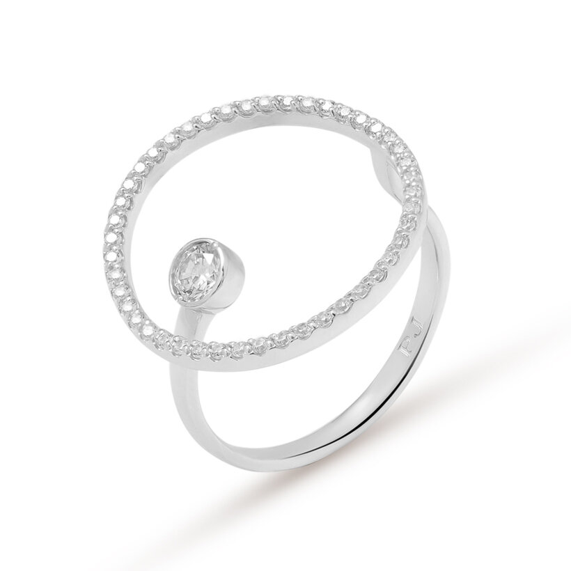 Перстень, серебро, 925 проба, родирование, фианит