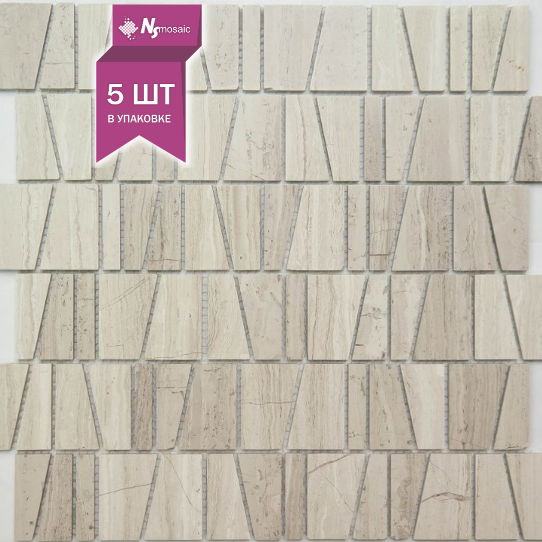Мозаика из мрамора NSmosaic KP-725, серая полированная, 298х305 мм, упаковка 5 шт
