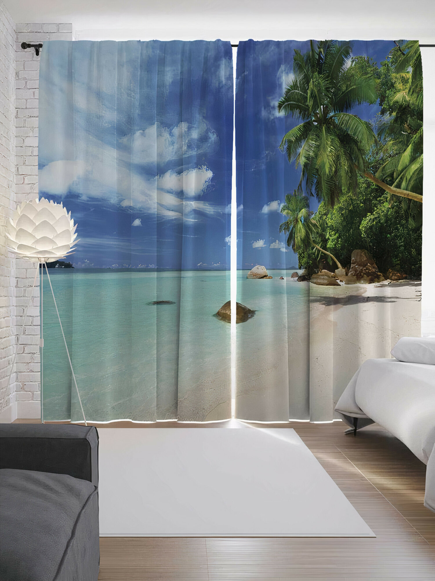 Фотошторы из ткани габардин 150-260 см 2 шт. /3D шторы / В детскую / Для гостиной, спальни и кухни