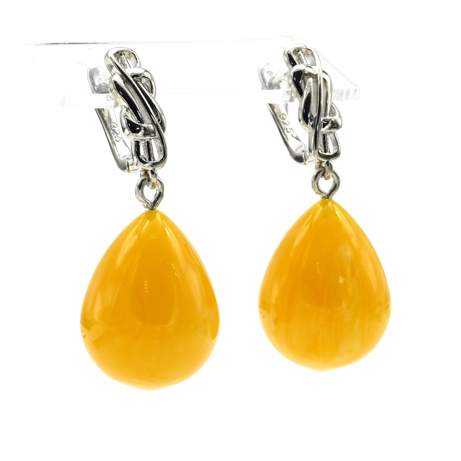 Серьги с подвесками, янтарь