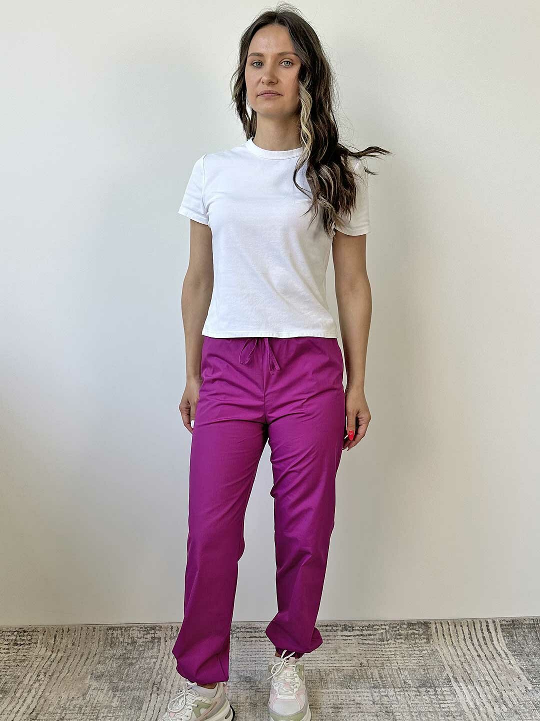 Брюки-джоггеры женские "Фабрика швейных изделий №3" модель М-114, рост 164, размер 42, цвет фуксия, ткань локкер-про