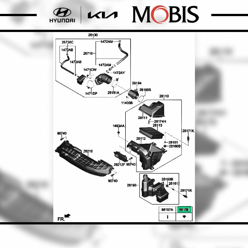 Винт 10шт. Hyundai Solaris, Elantra, Creta, H-1 Grand Starex, H350, Ix55 Veloster / арт. 8615622000 / бренд MOBIS