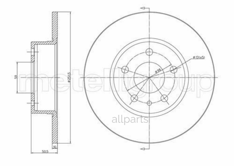 METELLI 23-0368C Диск тормозной