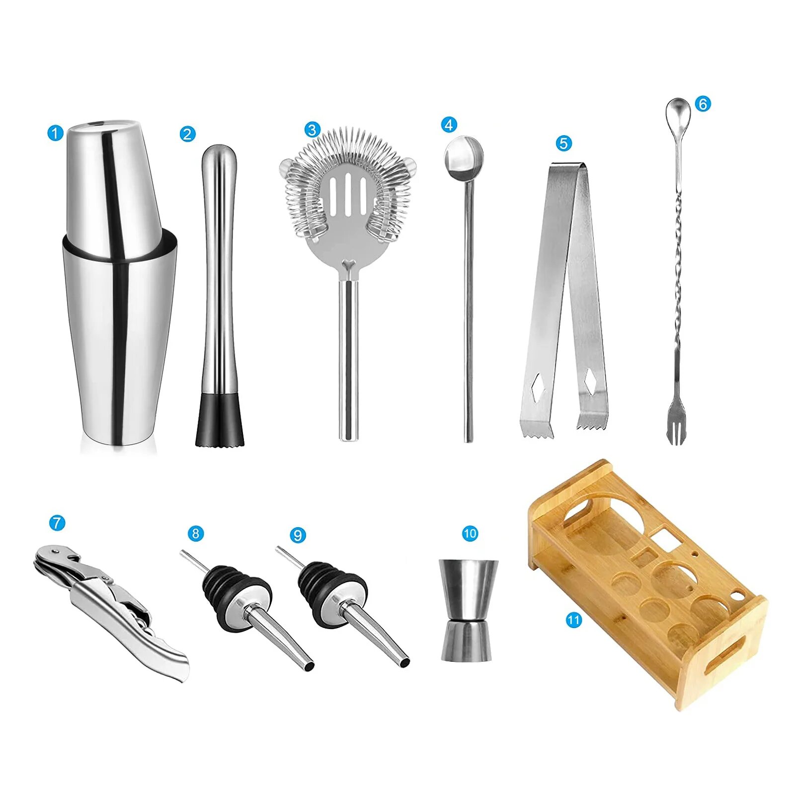 Набор для бара Boston 11PCS из нержавеющей стали 600-750ml