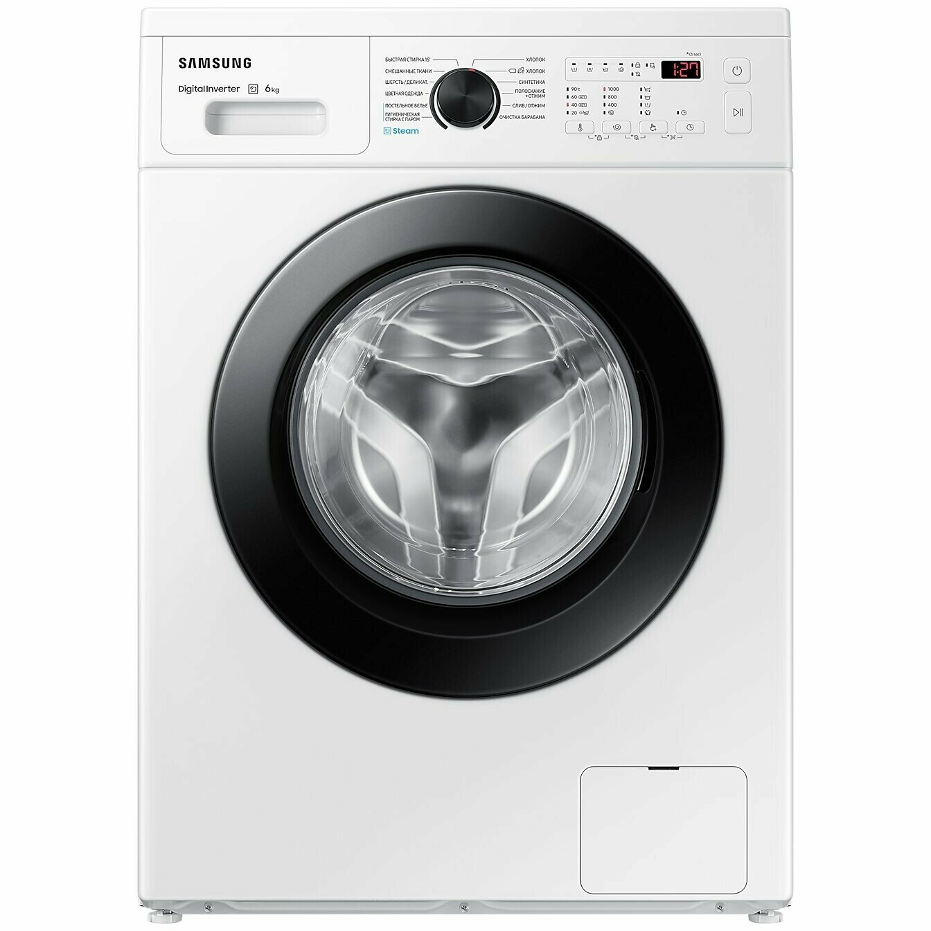 Стиральная машина Samsung WW60AG4S00CE/LD, фронтальная загрузка 6 кг, белый