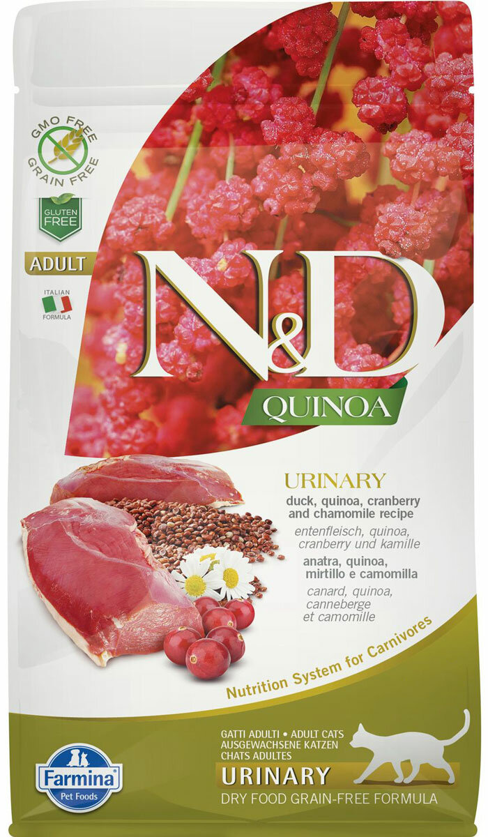 FARMINA CAT N&D GRAIN FREE QUINOA URINARY DUCK беззерновой для взрослых кошек при мочекаменной болезни с уткой и киноа (1,5 кг х 4 шт)