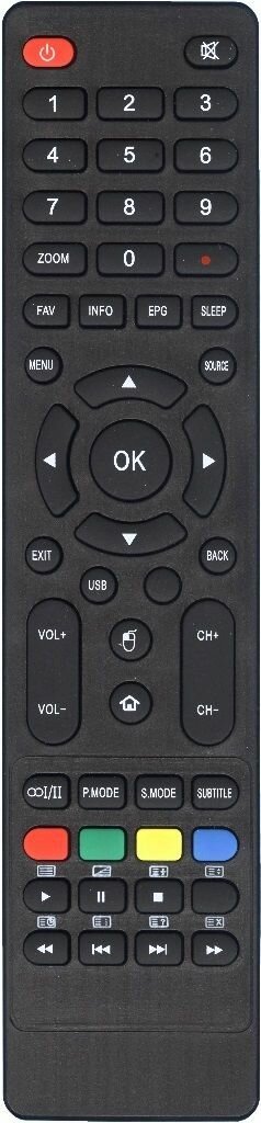 Пульт YDX-107 для телевизора Hyundai, BQ, ECON, National, Supra, Blackton, Aiwa, Telefunken.