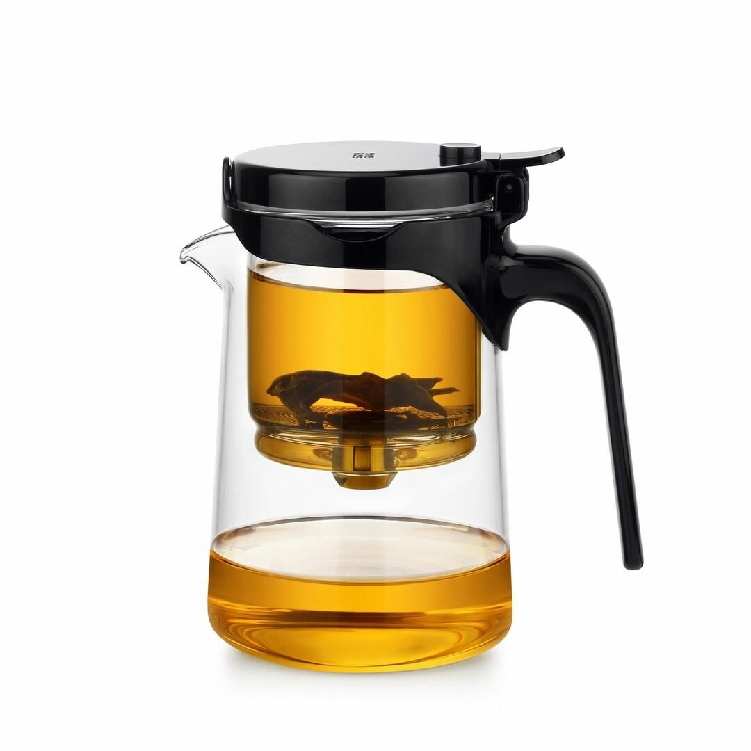 Чайник заварочный стеклянный SAMADOYO Stainless Steel Infuser, 500 мл, прозрачный/черный