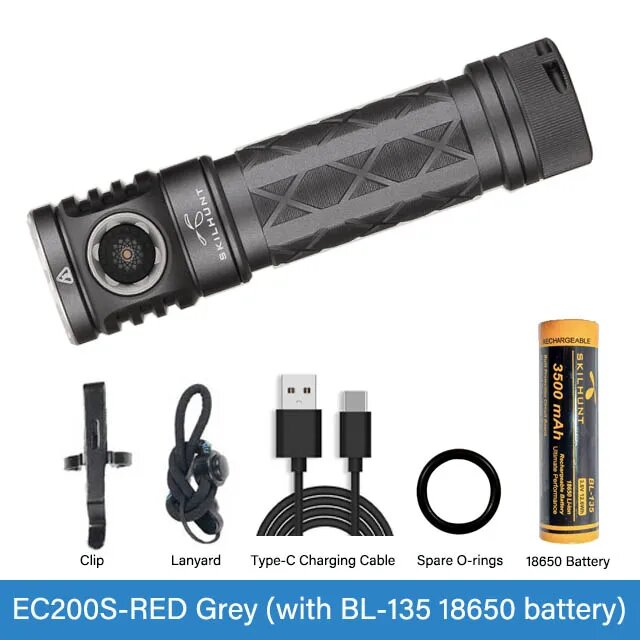 Skilhunt ESKTE EC200S-RED фонарик 2100 люмен 519A NW 4500K-5000K, Черный, Grey Pack2