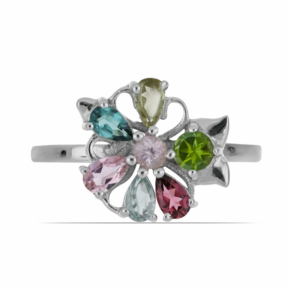 Кольцо, серебро, 925 проба, родирование, турмалин