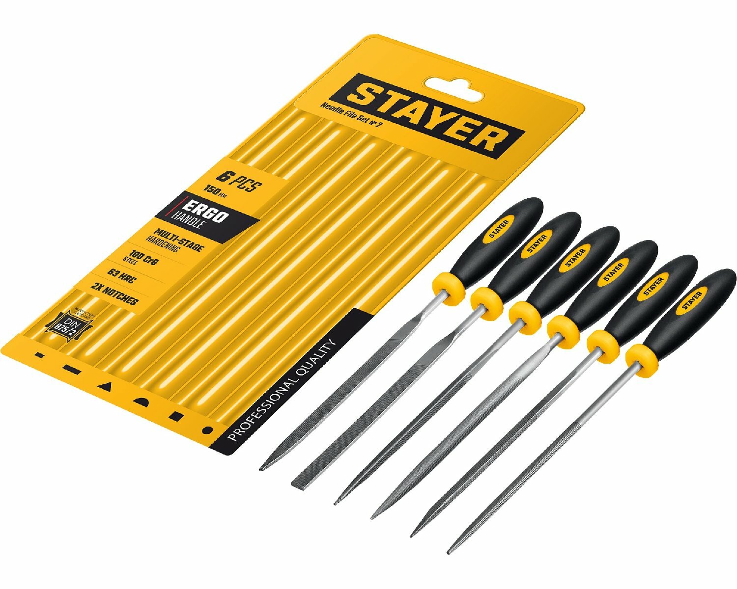 STAYER 150 мм, 6 предм, набор надфилей, Professional (16010-H6) (16010-H6_z02)