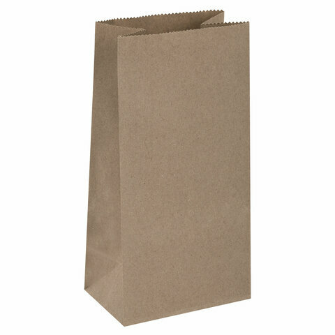 Крафт-пакет бумажный 12х8х24 см, комплект 100 шт, плотность 90 г/м2, LAIMA ECO CRAFT, 609682