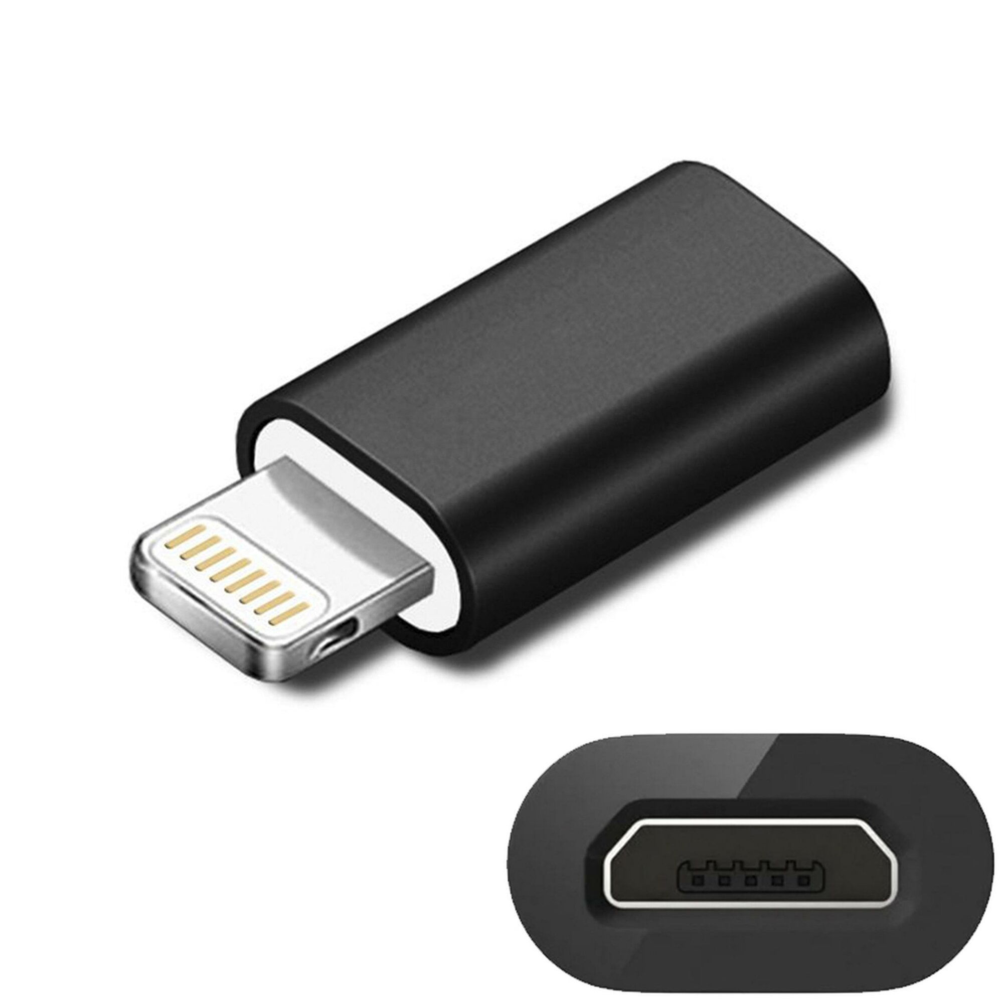 ABS Адаптер переходник OTG micro USB - Lightning для iPhone, черный