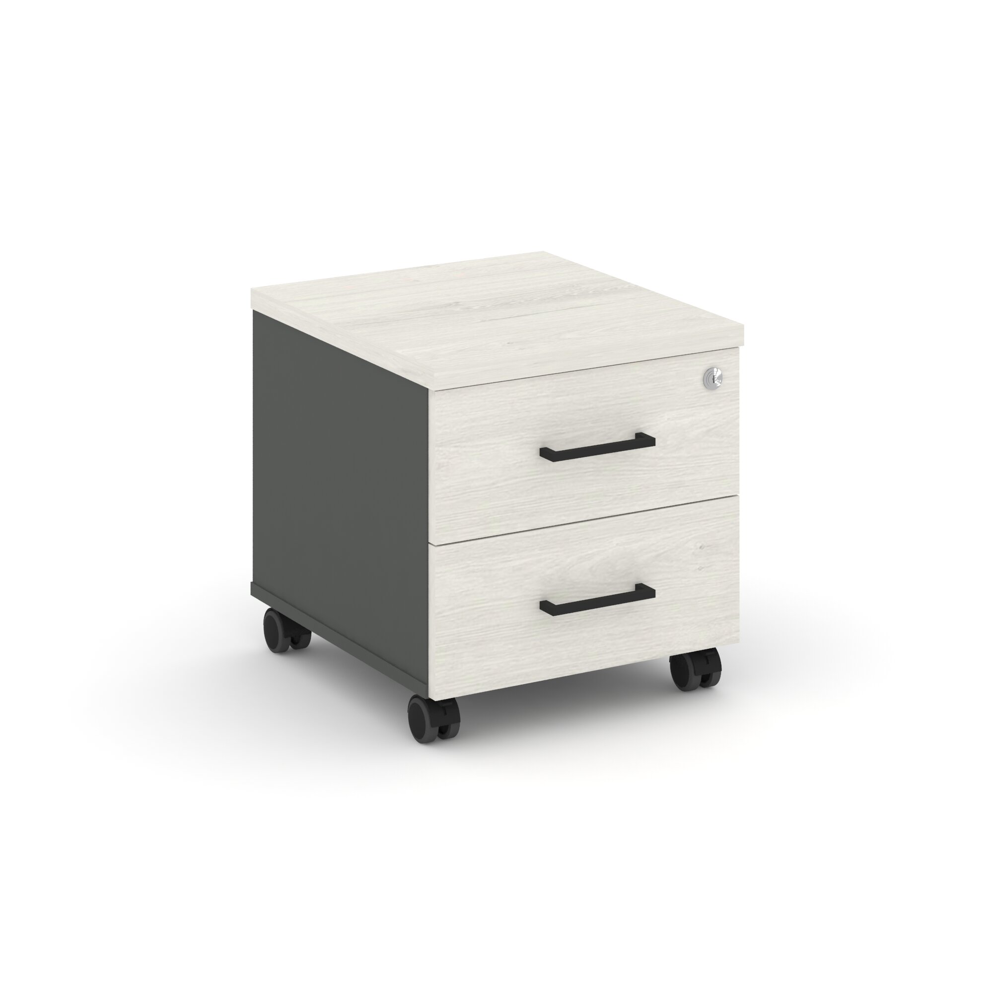 Тумба мобильная 2 ящика Стайл Проджект/Style Project Riva SN. TM-001 Антрацит /Дуб Наварра 416*460*437
