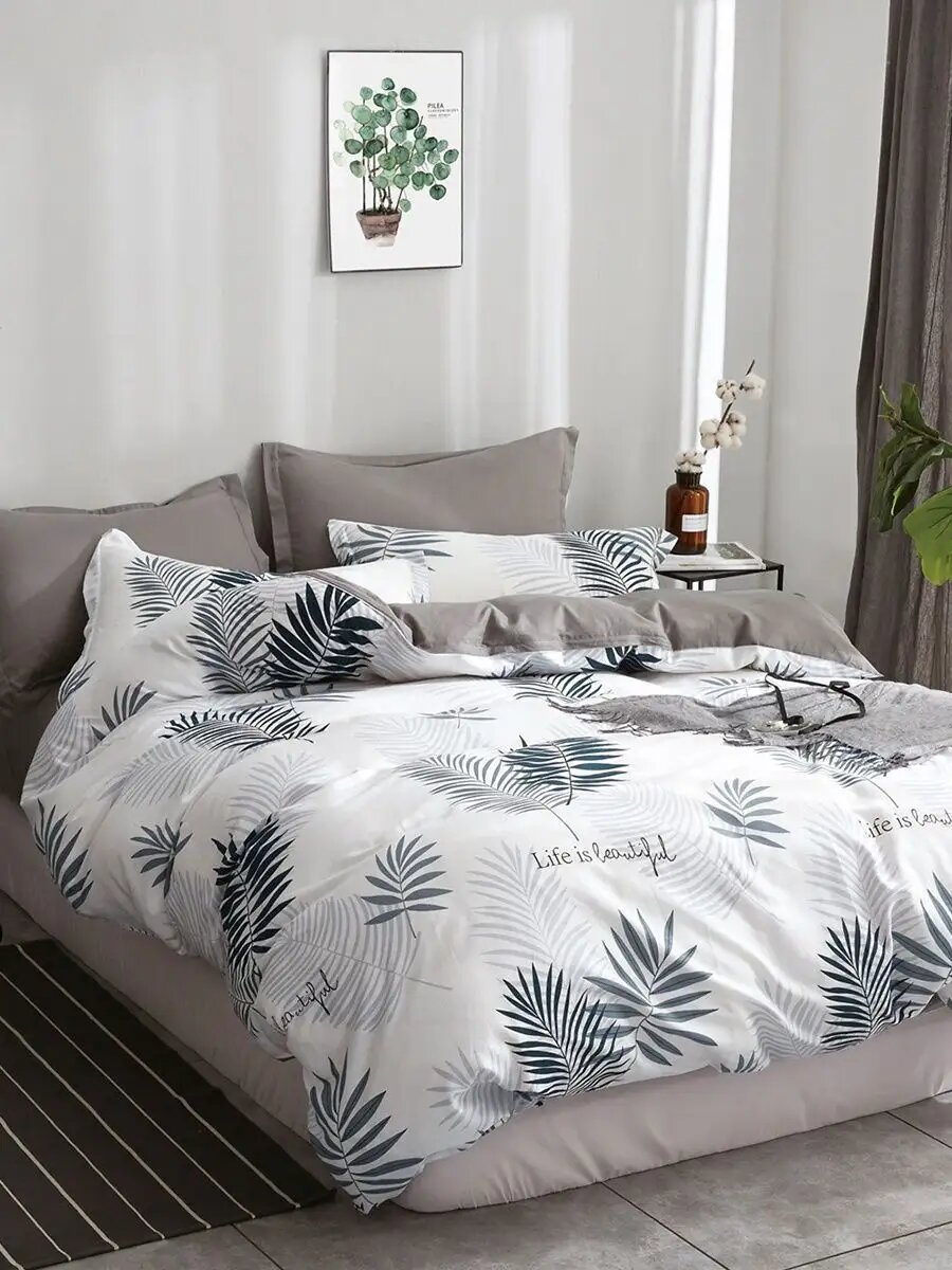 Постельное белье евро сатин 4 наволочки Twill