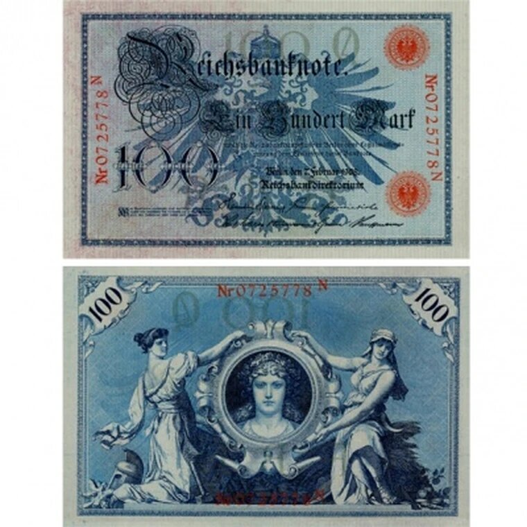 100 марок 1908 года Германия, сувенирная копия, банкноты и купюры редкие коллекционные