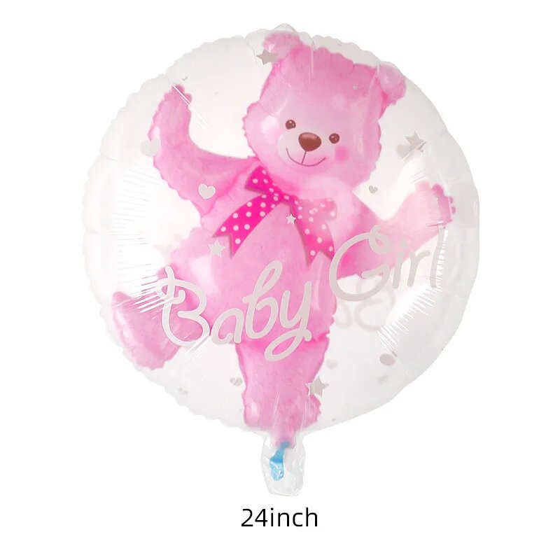 MOONBIFFY 24-дюймовый прозрачный гелиевый шар медведь синий розовый Розовый, 24 inch pink bear