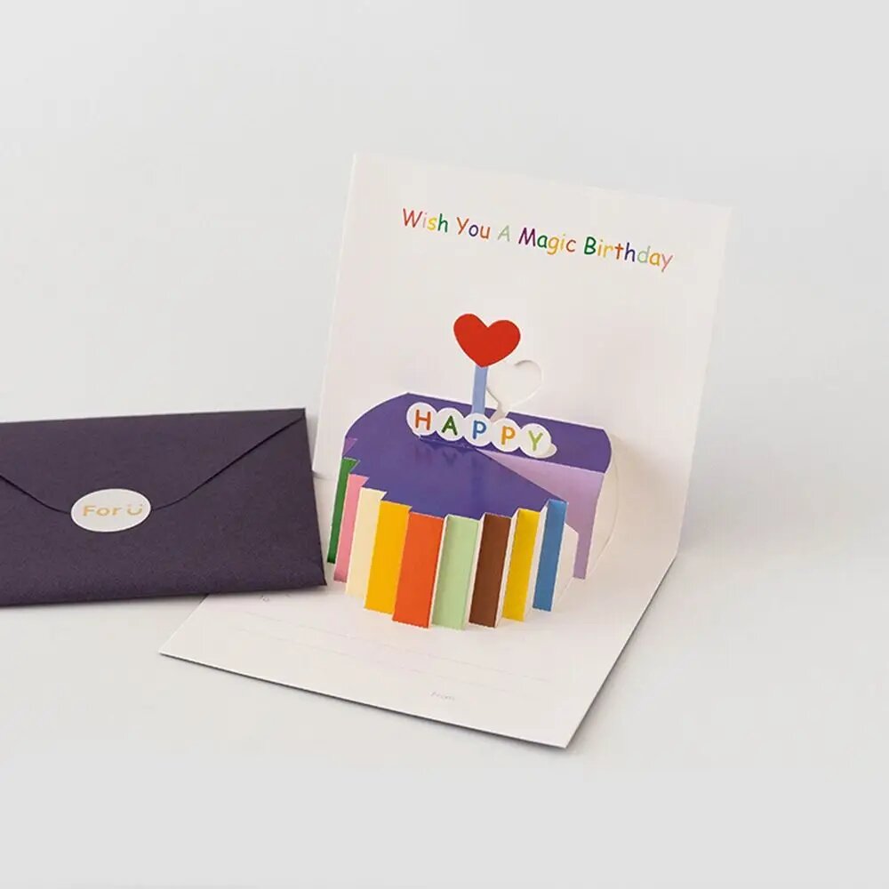 Картонная открытка на день рождения, складная, легко носить с собой, поздравительная открытка с конвертом, любовная открытка, прочная открытка на день отца, фестивали