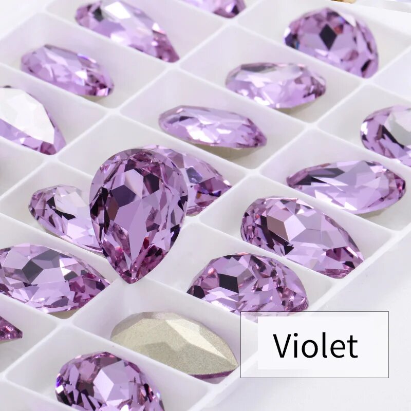 Фиолетовые стеклянные стразы YICHUAN для рукоделия Фиолетовый, 7x10mm 10pcs, Violet