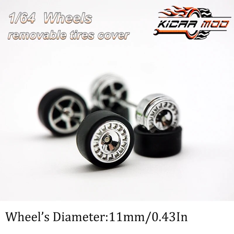 1/64 высококачественные колеса RLC с резиновыми шинами для горячих колес, закрытая модель спицы, детали для ремонта автомобиля, диаметр 11 мм (1 комплект)