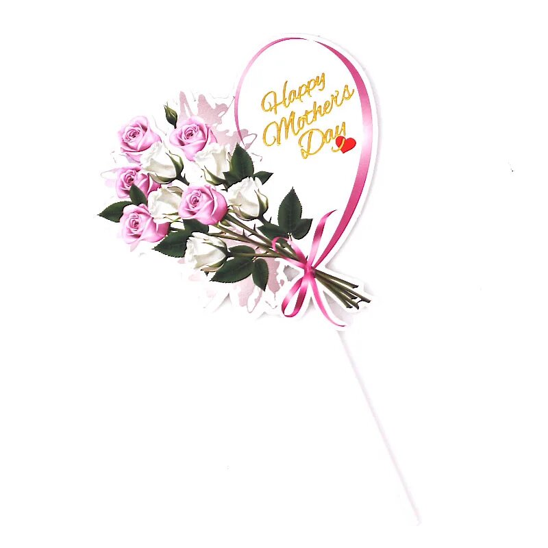 Розовый чехол с изображением сердечка цветка Счастливый День матери торт топпера, хороший подарок на день матери, флажки для торта с бантом в виде бабочки корона с днем День рождения Декор