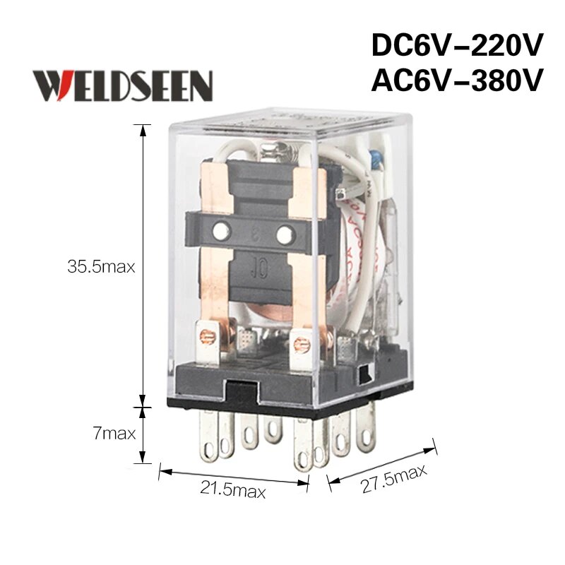 Промежуточное электромагнитное реле HH52PL 8 контактов 10A серебряный контакт 12 В 24 в 36 в 48 в 110 В 220 В 380 В