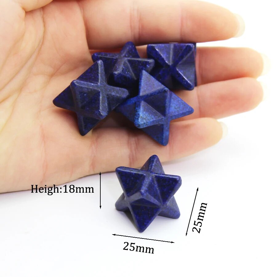 Натуральный агатовый камень, гексаграмма, 25 мм Синий, 14 Lapis Lazuli