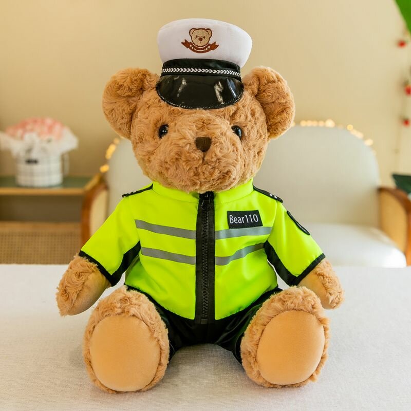 Полицейский медведь кукла / железная езда светоотражающий велосипедный костюм / плюшевая игрушка