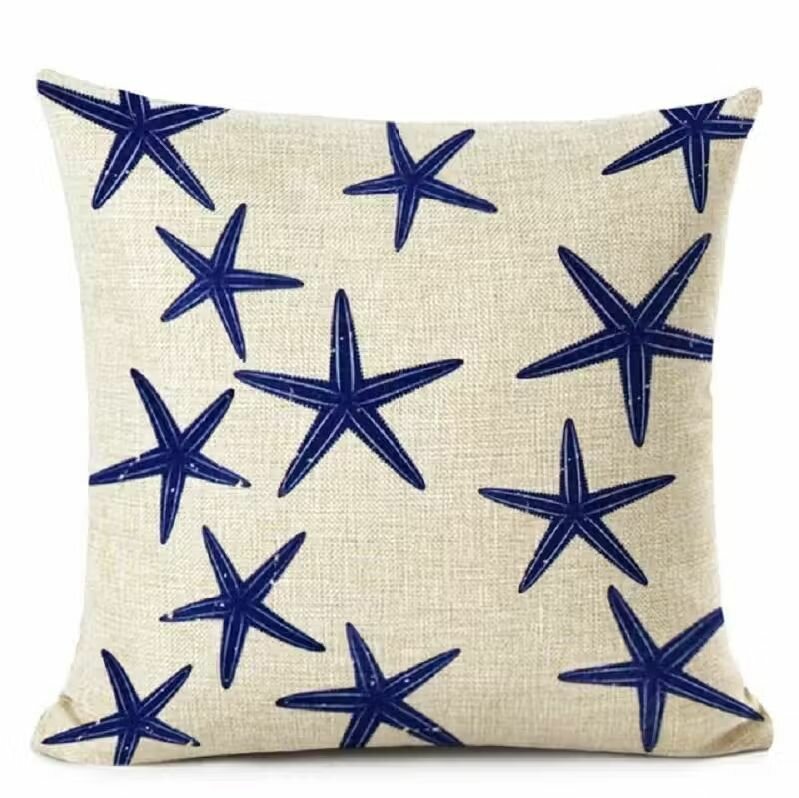 Подушка декоративная Морские звезды на бежевом 40х40 Велюр