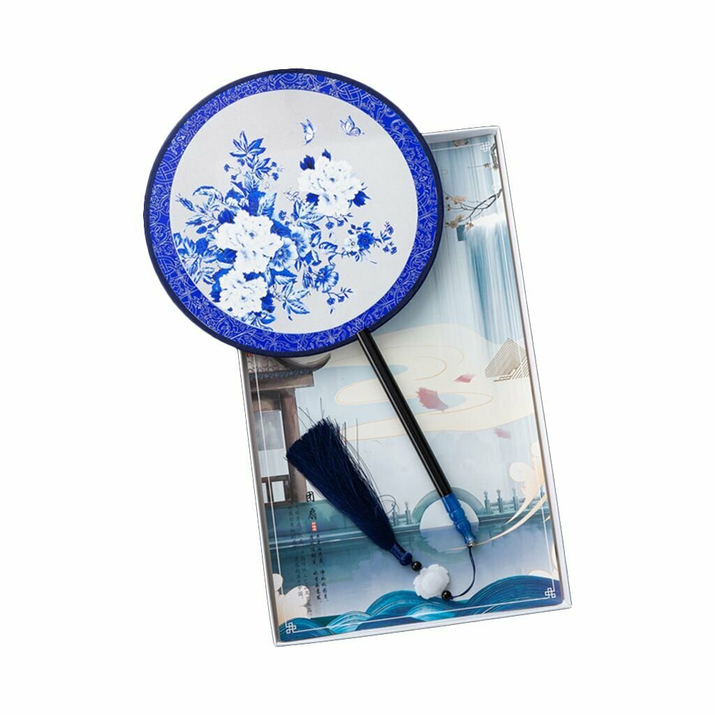 Веер китайский антикварный круглый, - 27