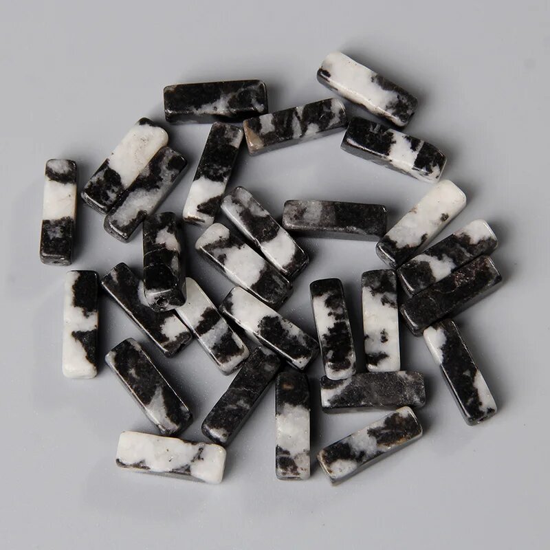 RISYF плоские прямоугольные бусины из камня 4x13 мм аметист агат кварц Черный, 4x13mm about 15 pcs, Zebra