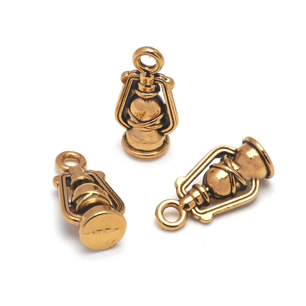 Шармы фонарик керосиновая лампа тибетское серебро 16x8 мм Gold color