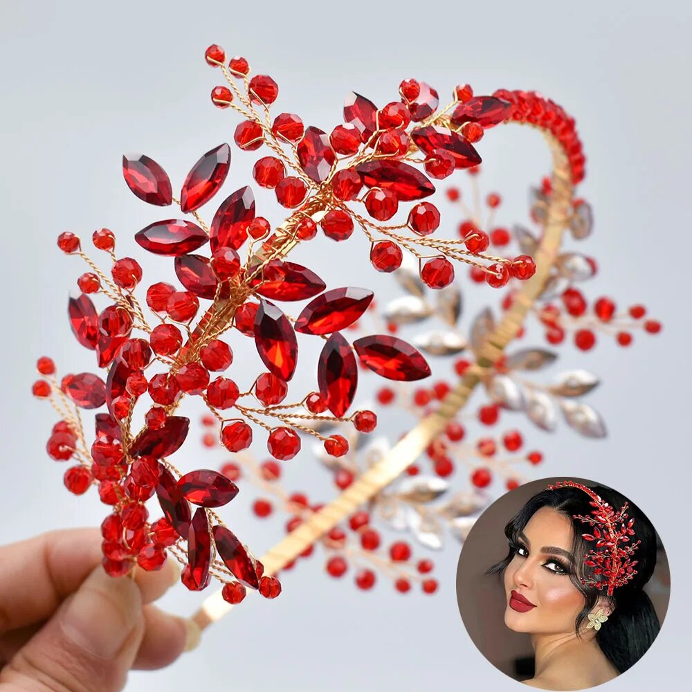 Красная хрустальная диадема Snow Beauty DZ097 Red