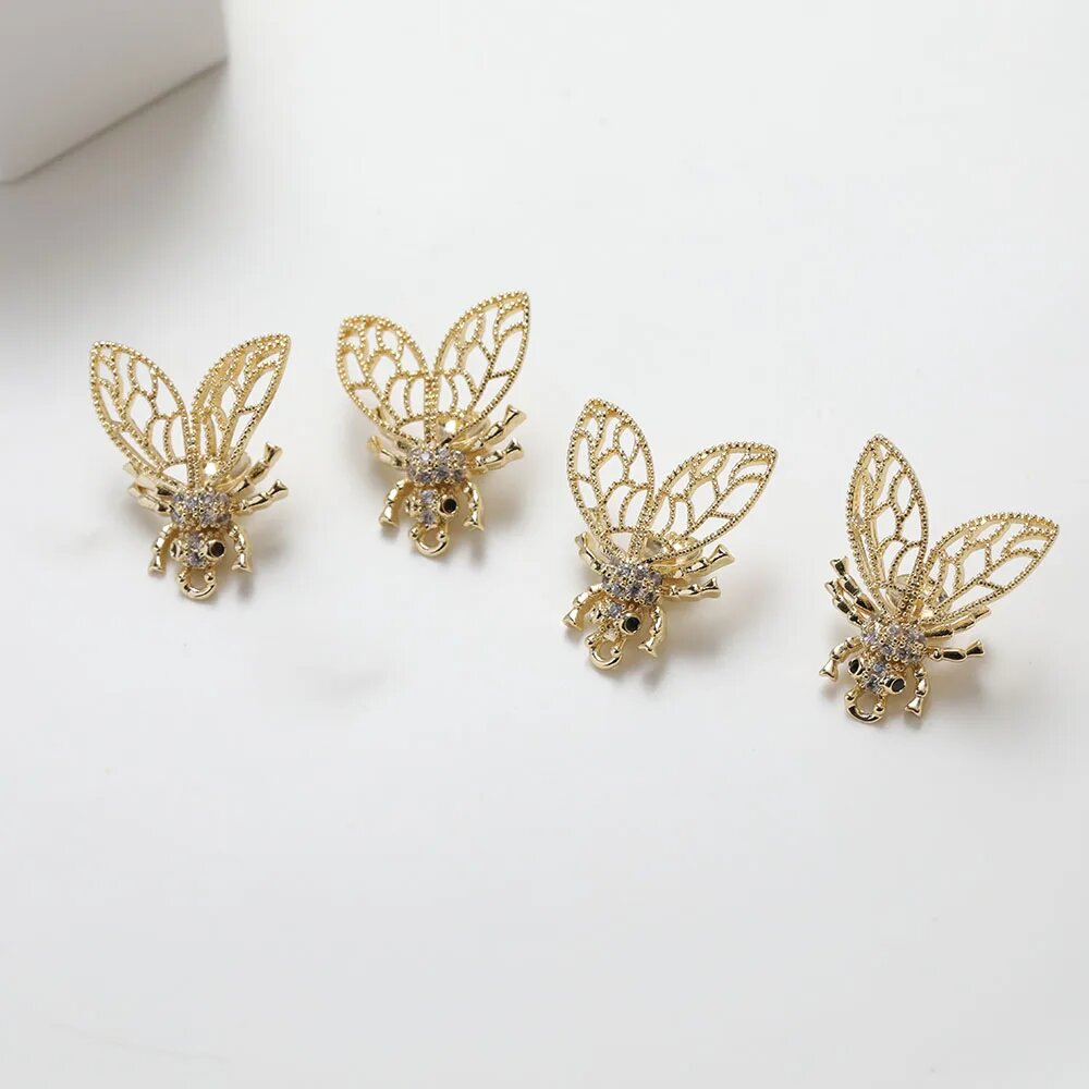 2 пары позолоченных подвесок в виде пчелы Gold