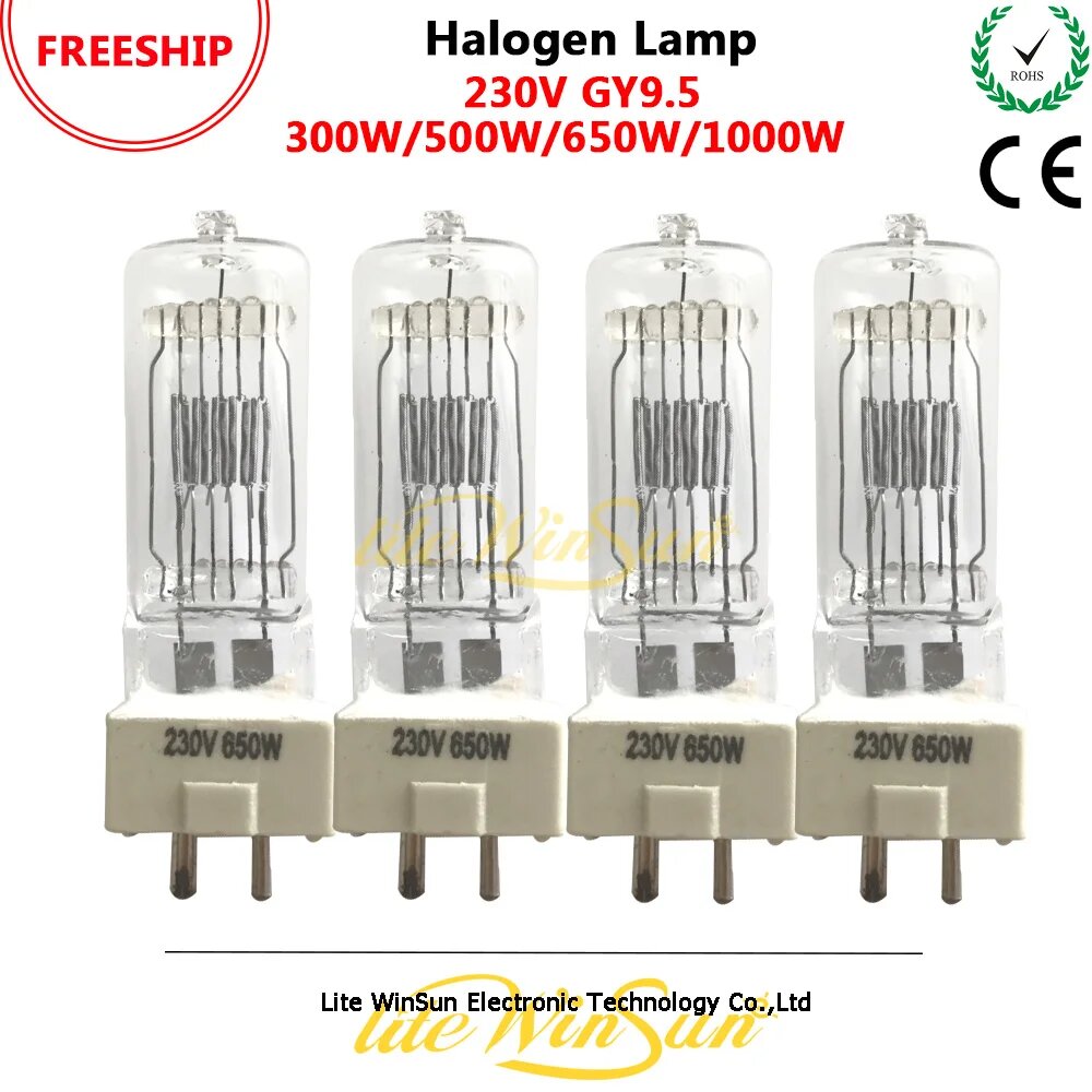 LITEWINSUNE Галогенные лампы для студии 300/500/650/1000 Вт 3200K GY9.5 4 штуки 110V 1000W GY9.5