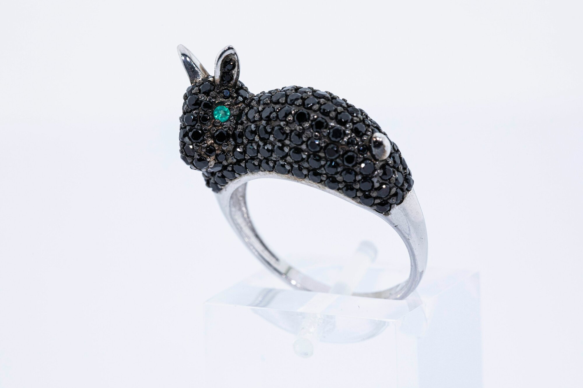 Кольцо тонкое, серебро, 925 проба, родирование, шпинель, агат