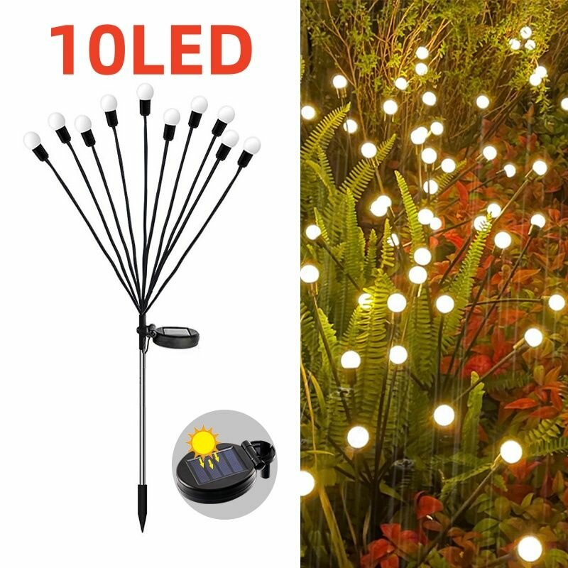 Светильник садовый на солнечной батарее с 8 лампочками, гибкое основание для регулировки света, устойчивый к дождю и пыли IP44, автоматическое включение и выключение