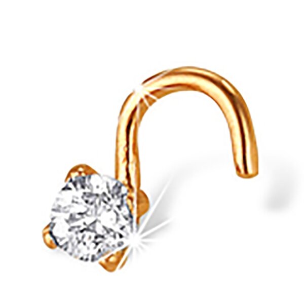 Пирсинг в нос, красное золото, 585 проба, фианит