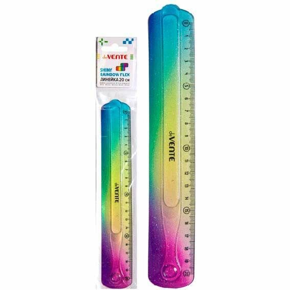 Линейка deVENTE "Shiny Rainbow Flex", 20 см, гибкая, полупрозрачная радужная (5091354)