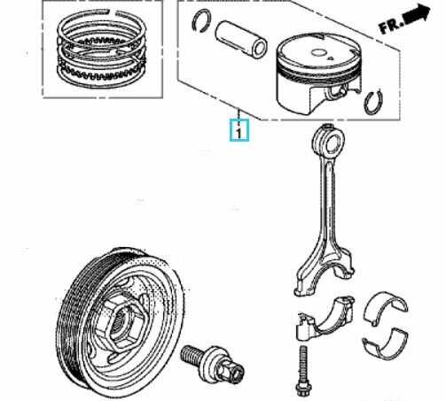 Поршень двигателя автомобиля Honda (комплект); Артикул Honda: 13010R1PH00 (Оригинал)
